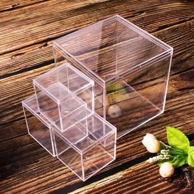 China Clear Acrylic Box With Lid Plastic Small Acrylic Boxes Decorative Storage Box Jewelry Display Mini Clear Container For Home Candy Pill Tiny Jewelry Square for sale