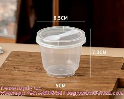 China Oz Plastic Dessert Cups With Lids And Spoons, Clear Yogurt Parfait/Appetizer Cup With Lids For Party, Mini Round Dessert Cups With Spoons For Pudding/Jello/Milkshake/Fruit/Ice Cream for sale