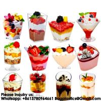 China Square Mini Dessert Cups With Spoons Clear Plastic Dessert Shooter Cups For For Party, Yogurt, Parfait, Cheesecake, Pudding, Jello And Appetizers for sale