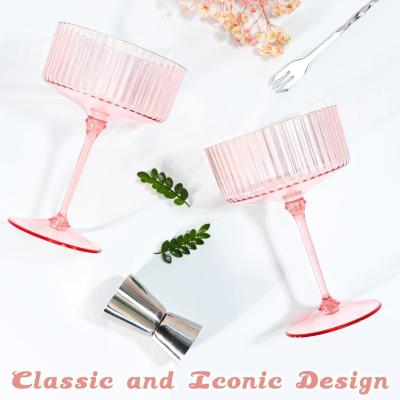 China Champagne Martini Glasses 9 Oz With Gilded Removable Gold Rim Coupe Glasses Pink Martini Glasses Plastic Mimosa Vintage Coupe Glasses Set For Wedding Anniversary for sale
