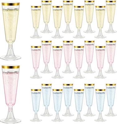 China Plastic Champagne Flutes Disposable Glasses, 5oz Clear Champagne Toasting Glasses Bar Bulk Cocktail Cup Suitable for Weddings, Cocktail Parties & Outdoor Celebrations for sale