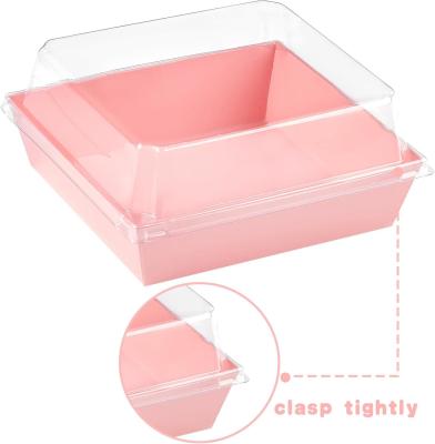 China Small Charcuterie Boxes With Clear Lids, To Go Paper Dessert Boxes Bakery Boxes, 5 Inches Disposable Food Containers For Cookies, Cupcakes, Slice Cakes, Strawberries for sale