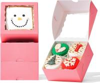 China Pink Bakery Boxes - Treat/Cookie/Truffle Boxes For Mini Cakes, Pies & Cinnamon Rolls - Wedding Party Favor Packaging for sale