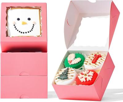 China Pink Bakery Boxes - Treat/Cookie/Truffle Boxes For Mini Cakes, Pies & Cinnamon Rolls - Wedding Party Favor Packaging for sale