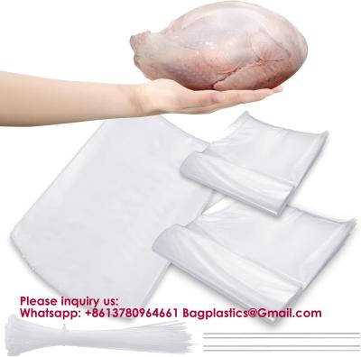 China Shrink Wrap Freezer Poultry Shrink Bags Chicken 3 Size Clear Poultry Heat Shrink Wrap With White Ties  Clear Silicone Straw For Rabbits Turkey Meat Food Storage for sale