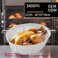 China Large Size Deep Oval Aluminum Foil Trays For Roasted Chicken Disposable Food-Grade Foil Turkey Pan Container Tin Foil Aluminum Food Grade BBQ Disposable Meal Box Square Takeaway Insulated Oven for sale