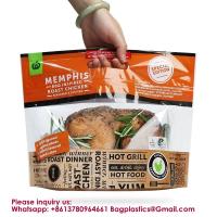 China Custom Printed PE Stand Up Pouch Microwave Resealable Zipper Deli Food Rotisserie Hot Chicken Packaging Rotisserie Roasted Chicken Packaging Bag Roasted Grilled Chicken Stand Up Pouch With Zipper for sale