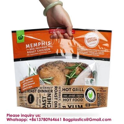 China Custom Printed PE Stand Up Pouch Microwave Resealable Zipper Deli Food Rotisserie Hot Chicken Packaging Rotisserie Roasted Chicken Packaging Bag Roasted Grilled Chicken Stand Up Pouch With Zipper for sale