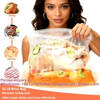 China Brine Bag, Turkey Bag, Grease Proof Hot Roasted Chicken Microwave Bag, Stand Up Whole Grilled Rotisserie Roasted Chicken Packaging Bags Microwave Hot Anti-Fog Pouch Zipper Handle Roasted Chicken Bags for sale