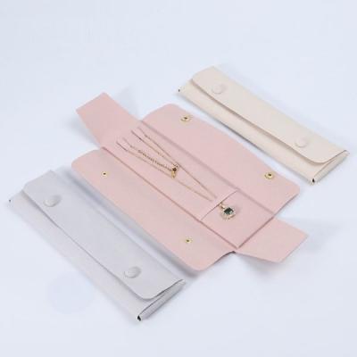 China Microfiber Necklace Storage Bag Long Chain Pendant Jewelry Packaging Bag Travel Portable Dustproof Fashion Bracelet Bag for sale