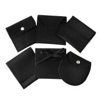 China Environmentally Friendly Customized LOGO Black Velvet Bag Jewelry Snap Button Bag Thickened Velvet Ring Jewelry Storage Bag for sale