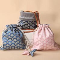China Chinese Style Auspicious Cloud Pattern Drawstring Bag Ancient Style Drawstring Velvet Bag Chinese Jewelry Bag Buddhist Beads Bracelet Collection Storage Bag for sale