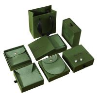 China Batch Customized LOGO Kapok Green Jewelry Storage Drawer Box Velvet Bag Set Light Luxury World Cover Jewelry Packaging Box for sale