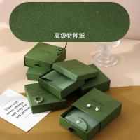 China Batch Customized LOGO Kapok Green Jewelry Storage Drawer Box Velvet Bag Set Light Luxury World Cover Jewelry Packaging Box for sale