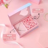 China Chinese Valentine'S Day Flip Jewelry Gift Box Valentine'S Day Jewelry Box Nine Roses Gift Box Eternal Flower Jewelry Packaging Box for sale