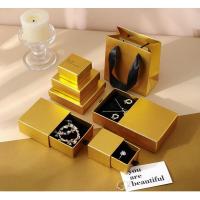 China Wholesale Customizable Gold Jewelry Packaging Box Light Luxury Special Paper Top And Bottom Cover Ring Pull-Out Hard Box Jewelry Storage Drawer Box for sale