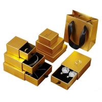 China Wholesale Customizable Gold Jewelry Packaging Box Light Luxury Special Paper Top And Bottom Cover Ring Pull-Out Hard Box Jewelry Storage Drawer Box for sale