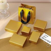 China Wholesale Customizable Gold Jewelry Packaging Box Light Luxury Special Paper Top And Bottom Cover Ring Pull-Out Hard Box Jewelry Storage Drawer Box for sale