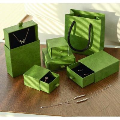 China CUSTOM LOGO Wholesale Customizable Factory Green Drawer Box Jewelry Box Ring Earring Pendant Necklace Bracelet Jewelry Packaging Box for sale