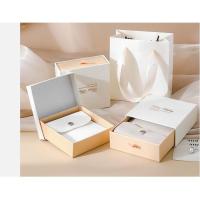China Batch Customized LOGO White Powder Jewelry Box Velvet Bag Set Light Luxury World Cover Ring Jewelry Storage Drawer Box for sale