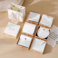 China Batch Customized LOGO White Powder Jewelry Box Velvet Bag Set Light Luxury World Cover Ring Jewelry Storage Drawer Box for sale