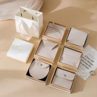 China Batch Customized LOGO White Powder Jewelry Box Velvet Bag Set Light Luxury World Cover Ring Jewelry Storage Drawer Box for sale