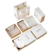 China Batch Customized LOGO White Powder Jewelry Box Velvet Bag Set Light Luxury World Cover Ring Jewelry Storage Drawer Box for sale
