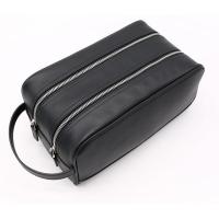 China Manufacturer Customized Genuine Leather Large Capacity Travel Cosmetic Bag Simple Light Luxury Toiletry Bag Multifunctional Double Layer Storage Bag for sale