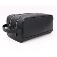 China Manufacturer Customized Genuine Leather Large Capacity Travel Cosmetic Bag Simple Light Luxury Toiletry Bag Multifunctional Double Layer Storage Bag for sale