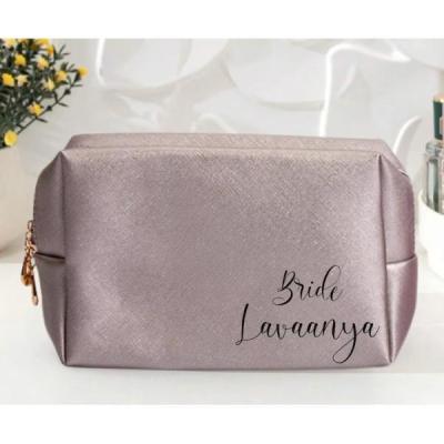China Portable Makeup Bag Opens Flat Lay Makeup Bag With Strap For Travel Waterproof Anti-Dust Large Leather Cosmetic Bag For Women for sale