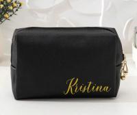 China Portable Makeup Bag Opens Flat Lay Makeup Bag With Strap For Travel Waterproof Anti-Dust Large Leather Cosmetic Bag For Women for sale