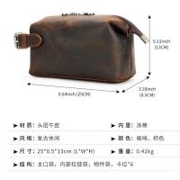 China Crazy horse leather vintage toiletry bag Genuine Leather Woven Clutch Bag Unisex Portable Handheld Storage Bag Leather Large Capacity Toiletry Bag Wholesale for sale