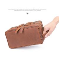 China Factory Direct Sales Vintage Crazy Horse Leather Storage Bag Genuine Leather Large Capacity Multi-Function Cosmetic Bag Handbag Cross-Border Wholesale for sale