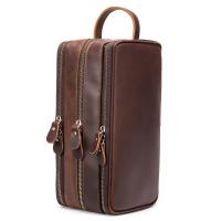 China Factory Direct Sales Vintage Crazy Horse Leather Storage Bag Genuine Leather Large Capacity Multi-Function Cosmetic Bag Handbag Cross-Border Wholesale for sale