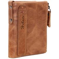 China Factory Customized Amazon First Layer Cowhide Wallet Two-Tone Oil Leather Men'S And Women'S New Zipper Wallet With Custom Logo for sale
