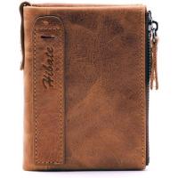 China Factory Customized Amazon First Layer Cowhide Wallet Two-Tone Oil Leather Men'S And Women'S New Zipper Wallet With Custom Logo for sale