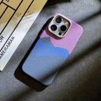 China Suitable For IPhone16PROMAX Mobile Phone Case Luminous Magnetic Kevlar Texture Carbon Fiber Apple 14 Protective Cover for sale