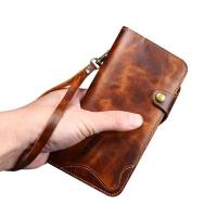 China Popular Samsung Apple Huawei S25Ultra Waxed Cowhide Mobile Phone Leather Case S24 Genuine Leather Case S22 Wallet Protection for sale