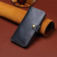 China Popular Samsung Apple Huawei S25Ultra Waxed Cowhide Mobile Phone Leather Case S24 Genuine Leather Case S22 Wallet Protection for sale