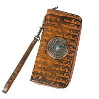 China National Style Tibetan Scripture Men And Women'S Genuine Leather Wallet Zipper Clutch Bag Nine-Square Grid Accessories Wallet Mobile Phone Bag Wholesale for sale