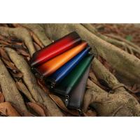 China Vegetable Tanned Top Layer Cowhide Men'S Contrast Color Wallet Genuine Leather Long Clutch Zipper Clutch Manufacturer Wholesale for sale