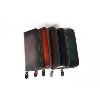 China Vegetable Tanned Top Layer Cowhide Men'S Contrast Color Wallet Genuine Leather Long Clutch Zipper Clutch Manufacturer Wholesale for sale