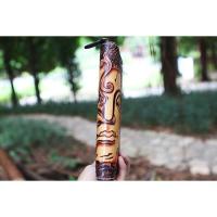 China Buddha Demon Handmade Vegetable Tanned Cowhide Carved Japanese Wallet Genuine Leather Long Zipper One Thought Handheld Wallet Clip for sale