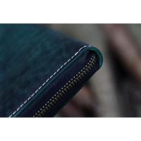 China New Handmade Wallet Men And Women Long Zipper Bag Ethnic Style Vertical Genuine Leather Rotating Nine-Square Wallet Men And Women for sale