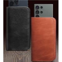 China Suitable For Mobile Phones Huawei Samsung Apple Genuine Leather Mobile Phone Case Wallet Magnetic Buckle Card Holder Cash Multi-Function Business for sale