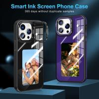 China IPhone 16 Mobile Phone Case Metal Magnetic IPhone 17 Mobile Phone Case DIY Color Display Mirror Suitable For Apple Mobile Phone Protective Cover NFC Screen Ink Screen Mobile Phone Case for sale