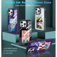 China IPhone 16 Mobile Phone Case Metal Magnetic IPhone 17 Mobile Phone Case DIY Color Display Mirror Suitable For Apple Mobile Phone Protective Cover NFC Screen Ink Screen Mobile Phone Case for sale
