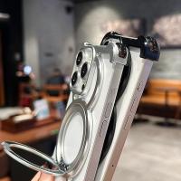 China Apple 16 Mobile Phone Case Metal Magnetic IPhone17 Borderless 360 Degree Rotating Bracket 15p Full Cover Protective Cover for sale