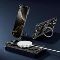 China Apple 16 Mobile Phone Case Metal Magnetic IPhone17 Borderless 360 Degree Rotating Bracket 15p Full Cover Protective Cover for sale