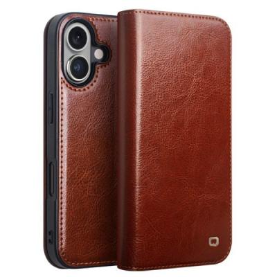 China Suitable For IPhone16epromax Mobile Phone Case Genuine Leather Apple Flip Cover Stand Full Cover Protective Cover Card for sale